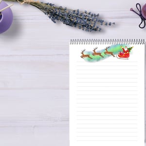 Santa Claus With Reindeer Printable Stationery-santa Claus Writing ...