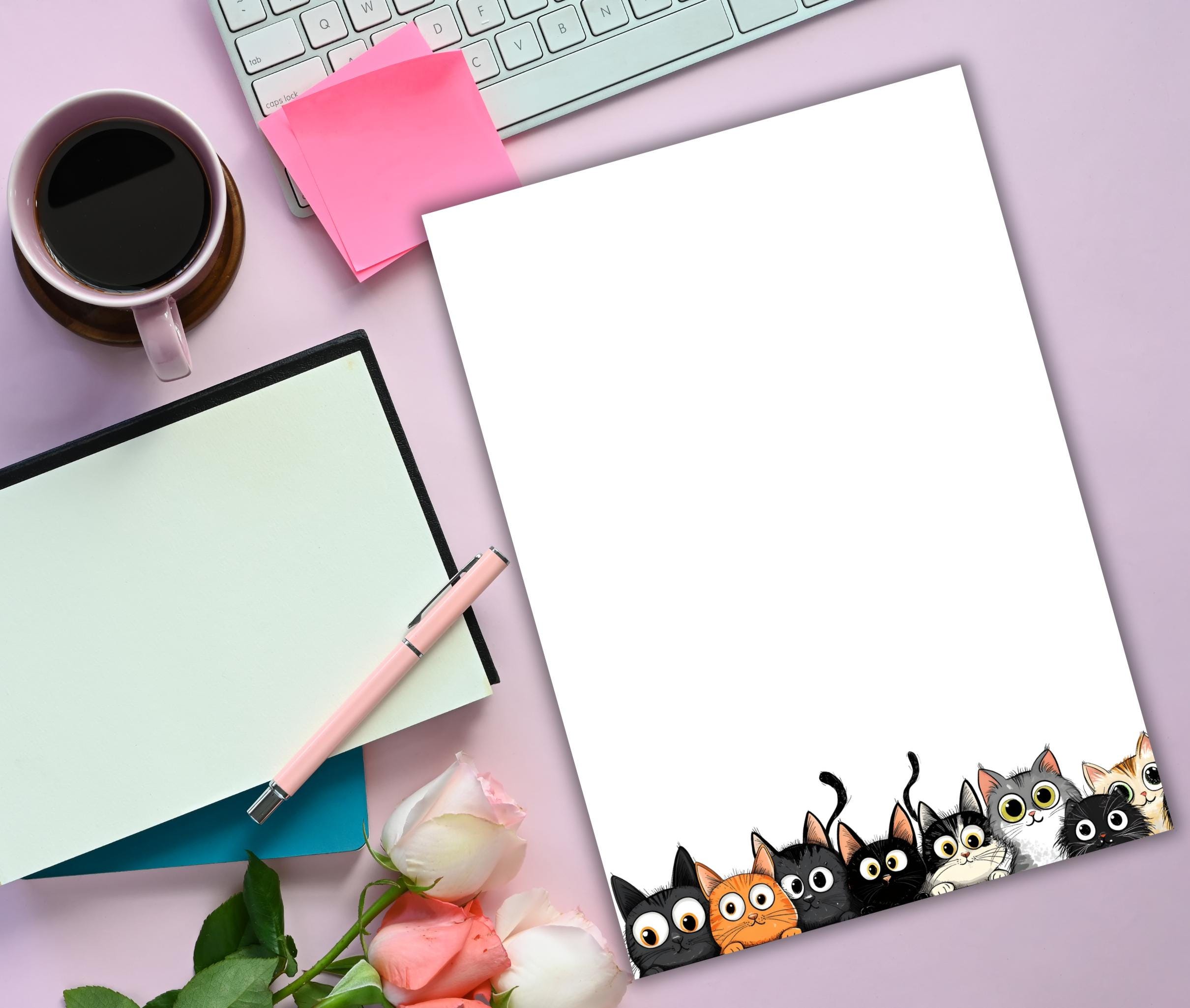 Cats Printable Stationery-cute Cats Writing Paper Set Lined Unlined A4 ...