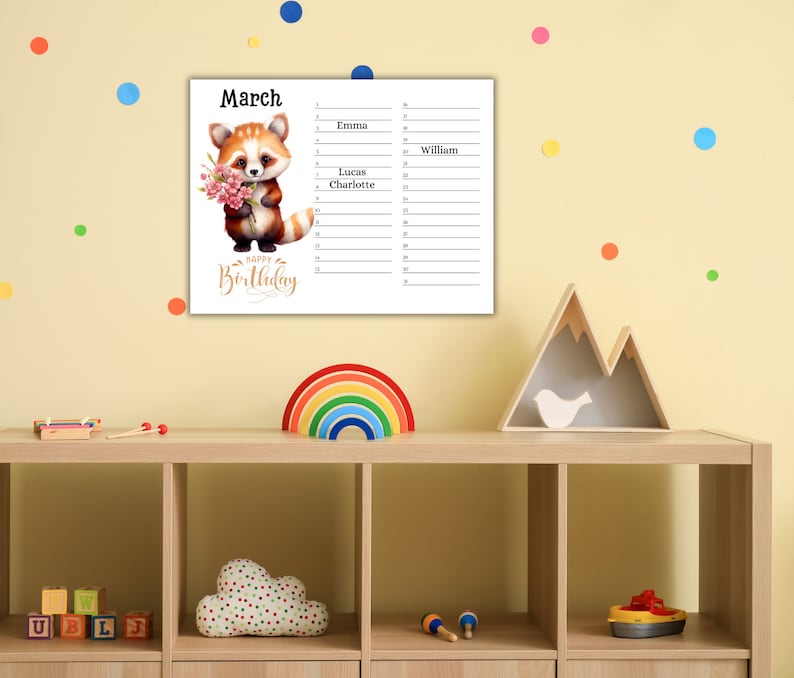 Classroom Monthly Birthday Chart-editable Printable Birthday Chart ...