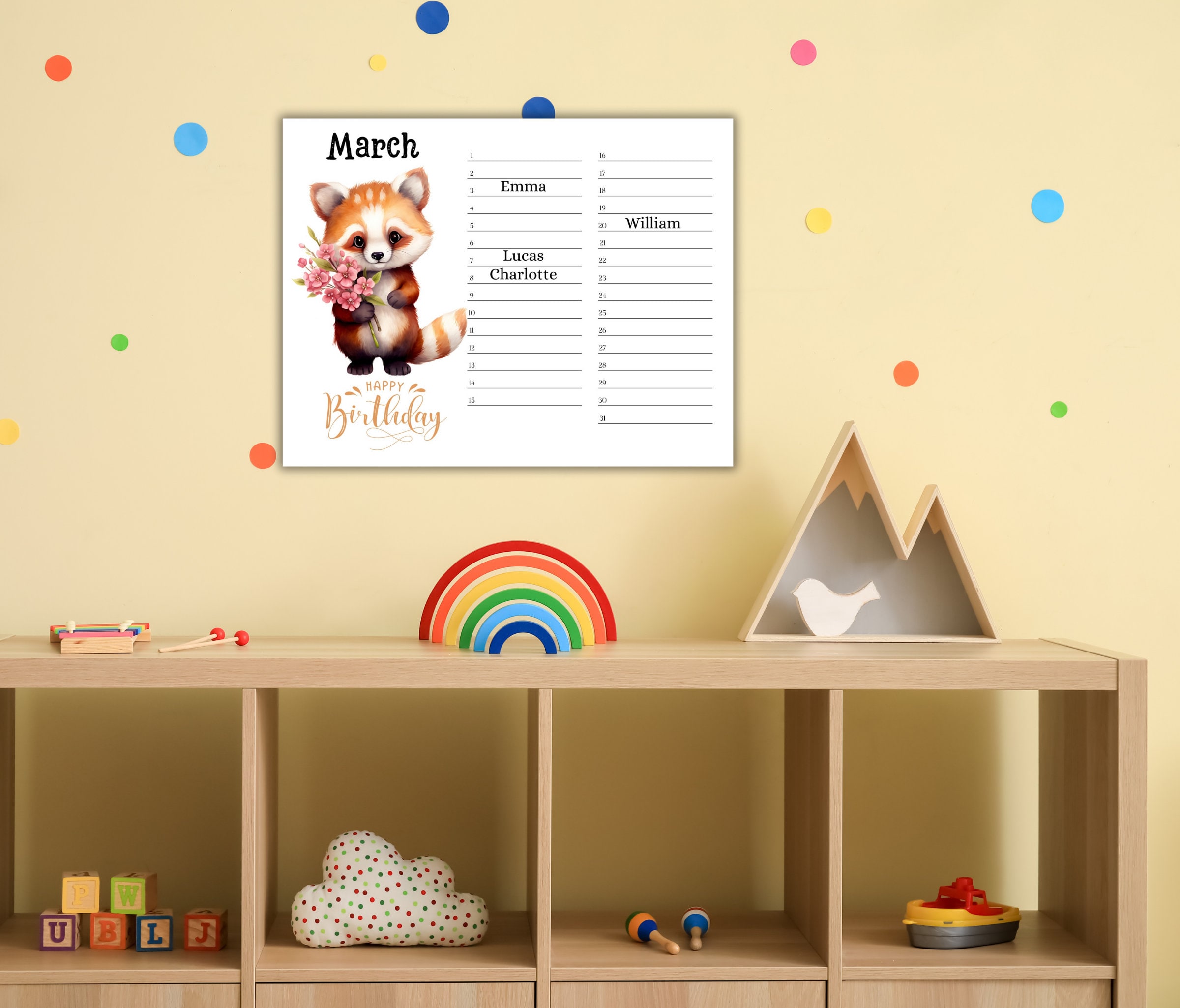 Classroom Monthly Birthday Chart-editable Printable Birthday Chart ...