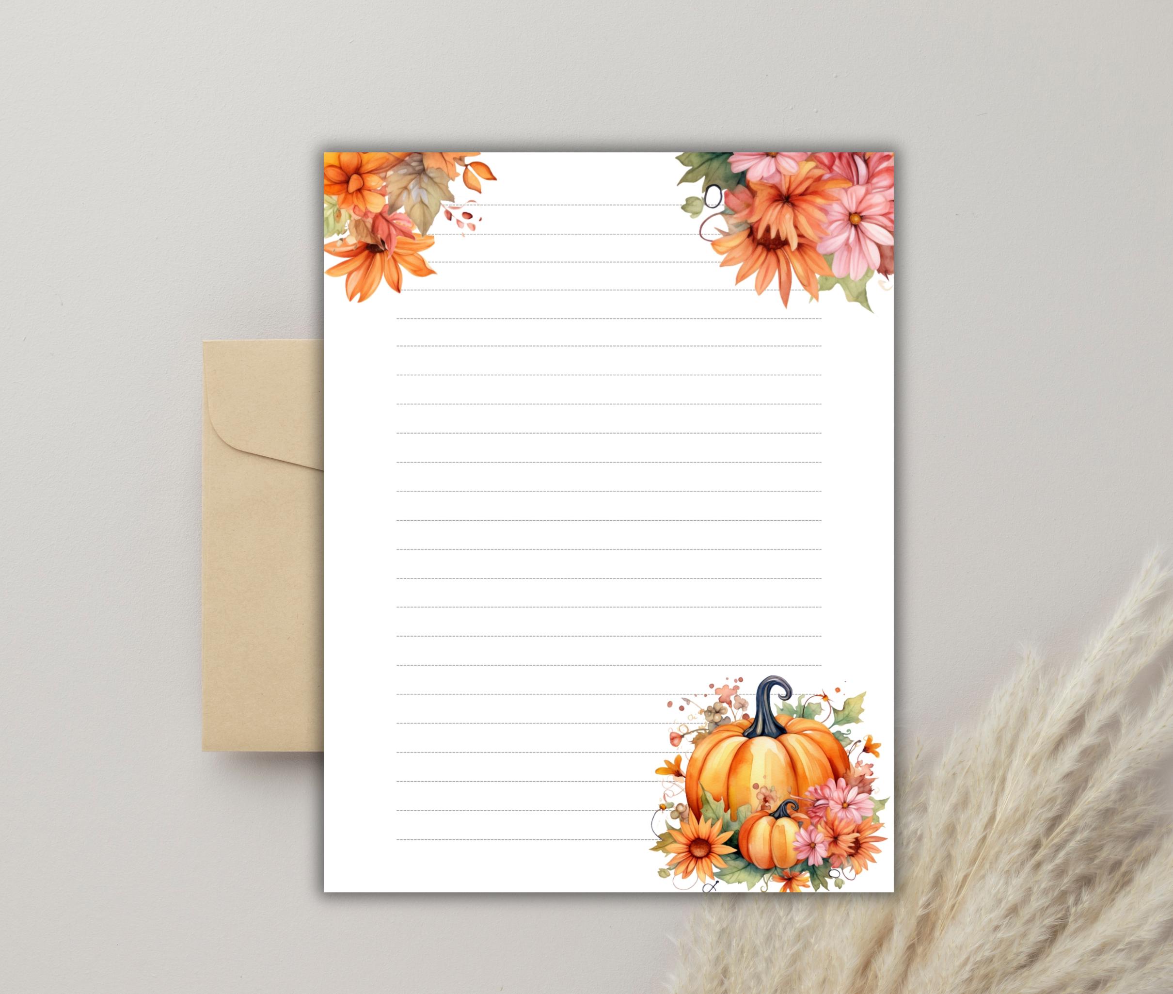 Pumpkin Printable Stationery,autumn Stationary,digital Download ...