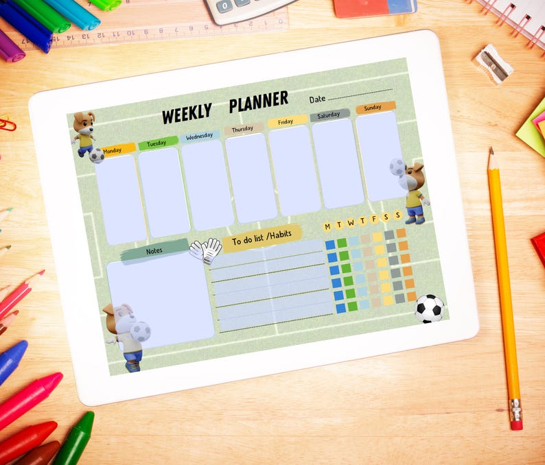 Editable Weekly Planner-printable Football School Planner-sports ...