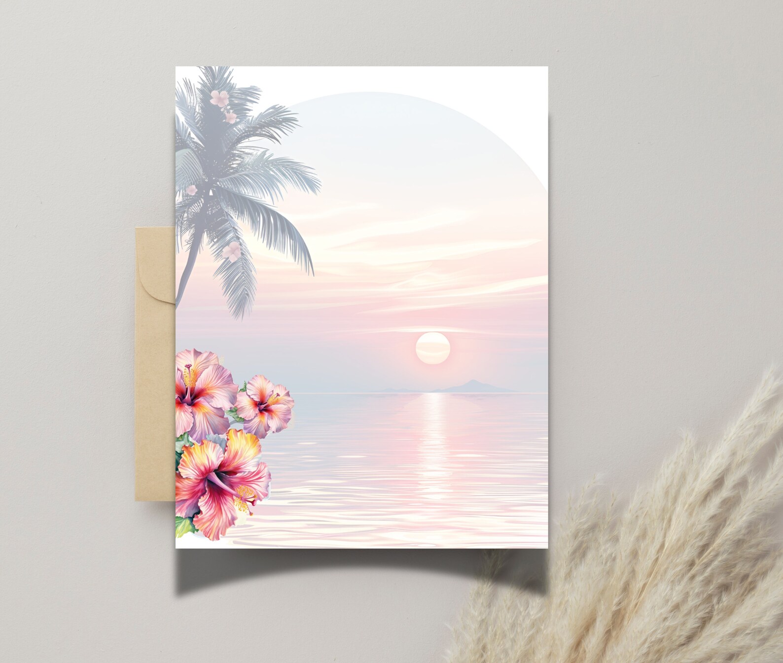 Hawaiian Flower Writing Paper Set - Printable Stationery Set Unlined ...