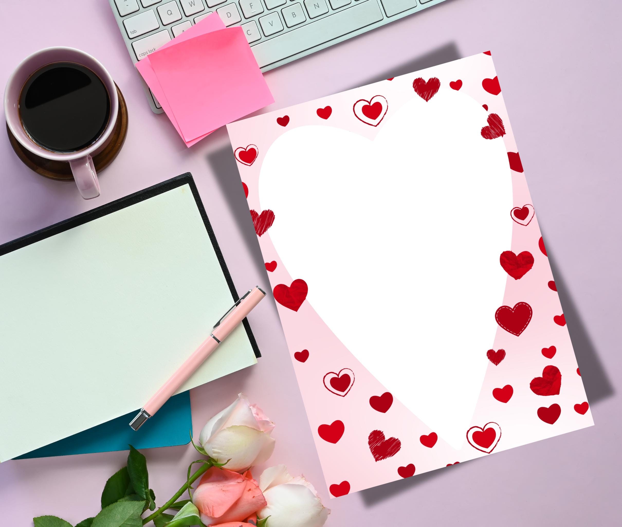 Hearts Printable Stationery-valentine's Day Printable Writing Paper ...