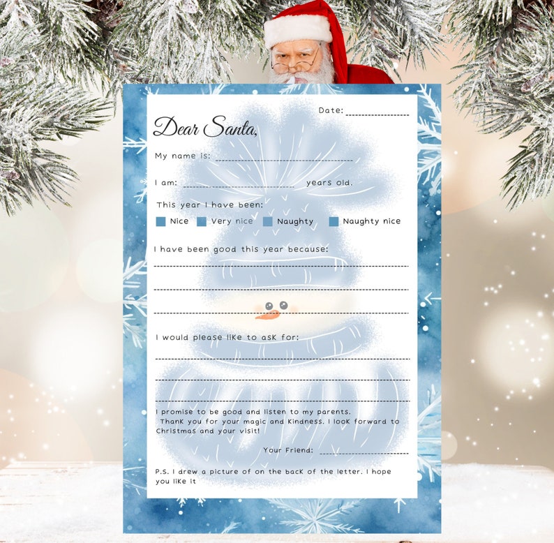Letter to Santa Claus-printable Kids Letter to Santa -christmas ...