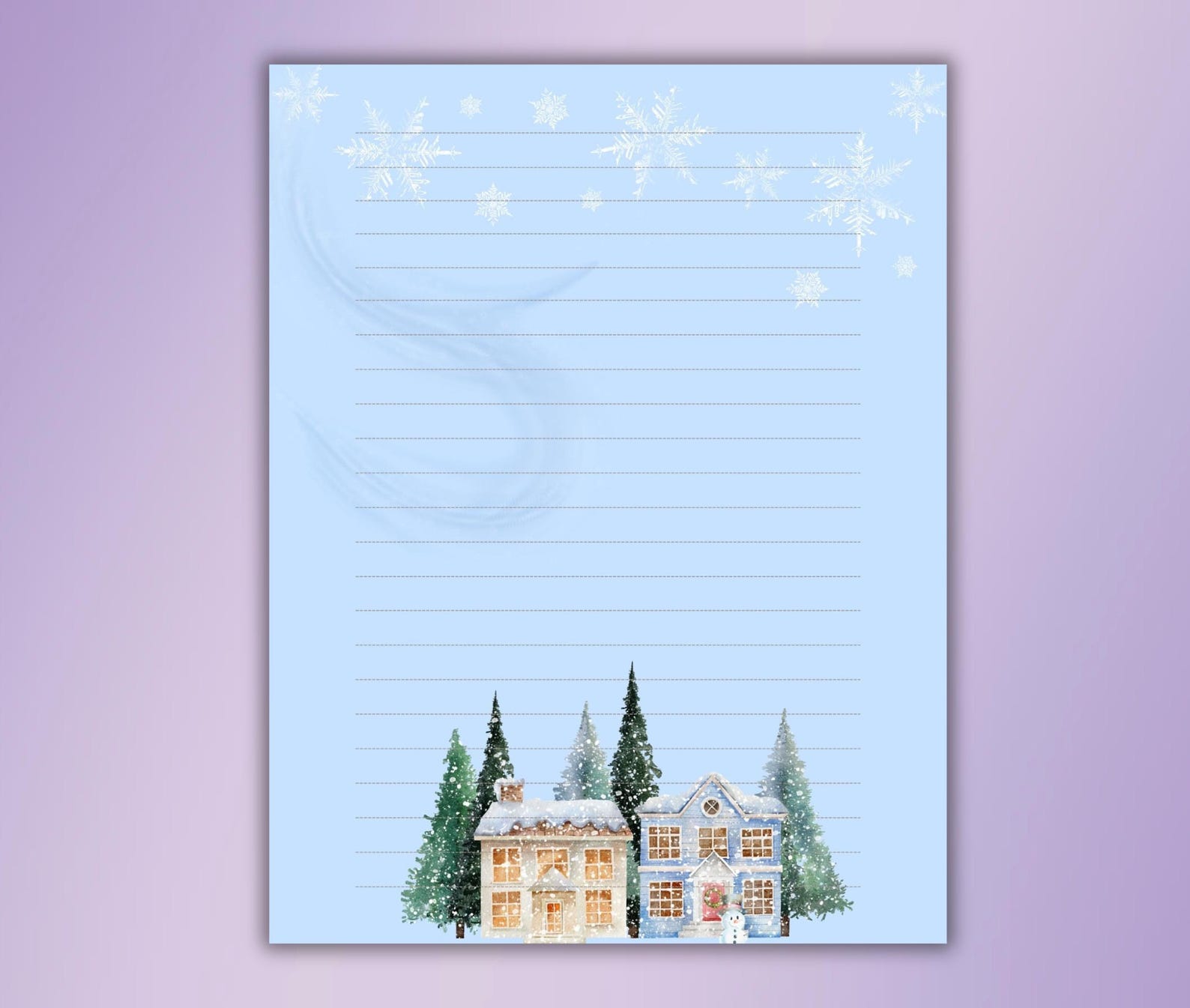 Christmas Printable Stationery, Holiday Templates,snowflakes Printable ...