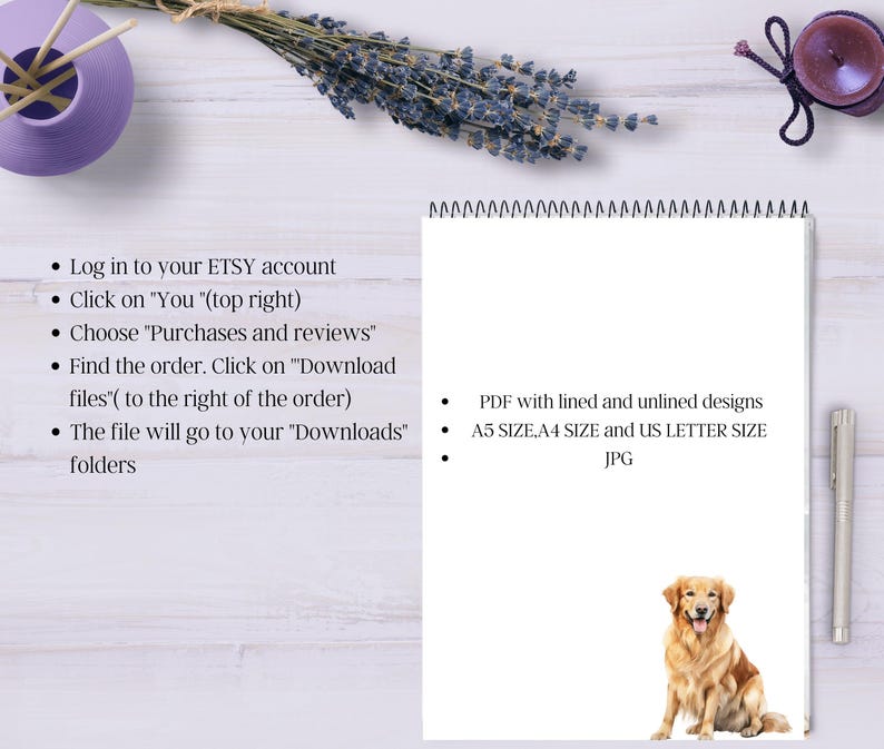 Golden Retriever Printable Stationery-dog Writing Paper Lined Unlined ...