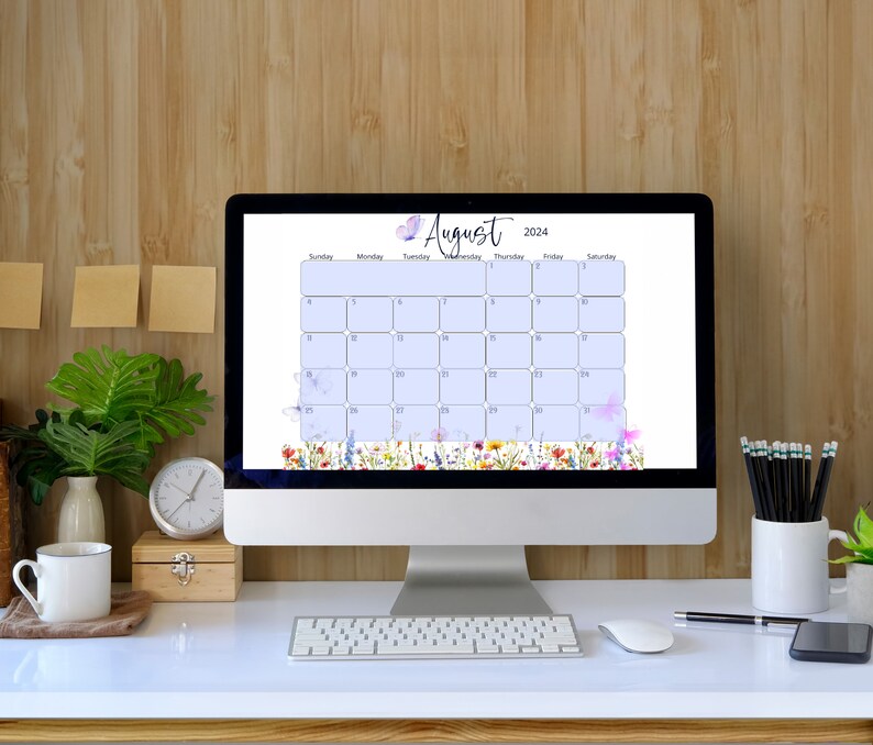 August 2024 Editable Printable Calendar-flower Monthly Planner ...
