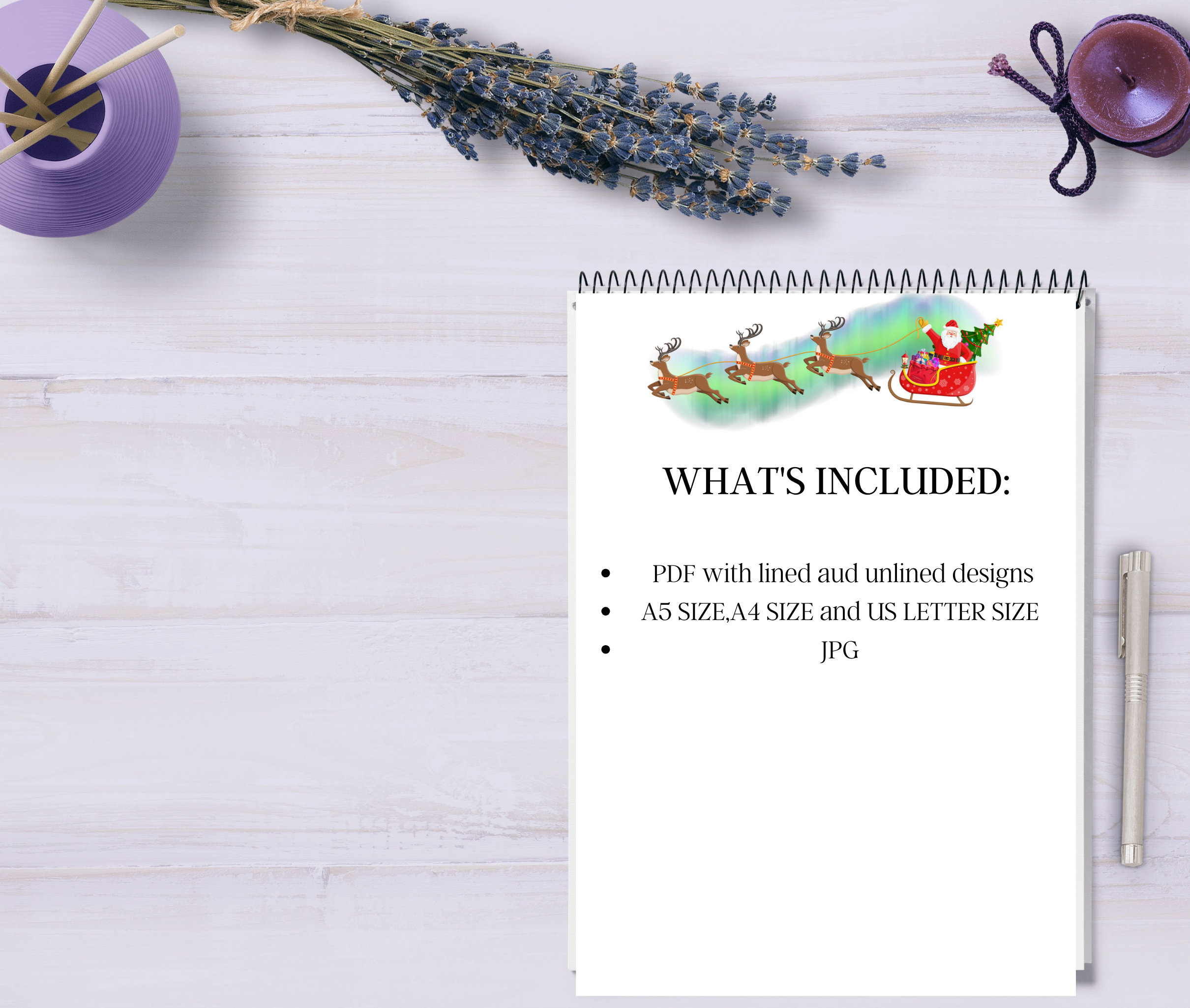 Santa Claus With Reindeer Printable Stationery-santa Claus Writing ...