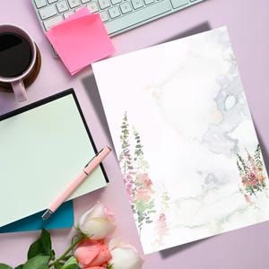 Watercolor Flower Printable Stationery Wildflower Stationary Floral ...