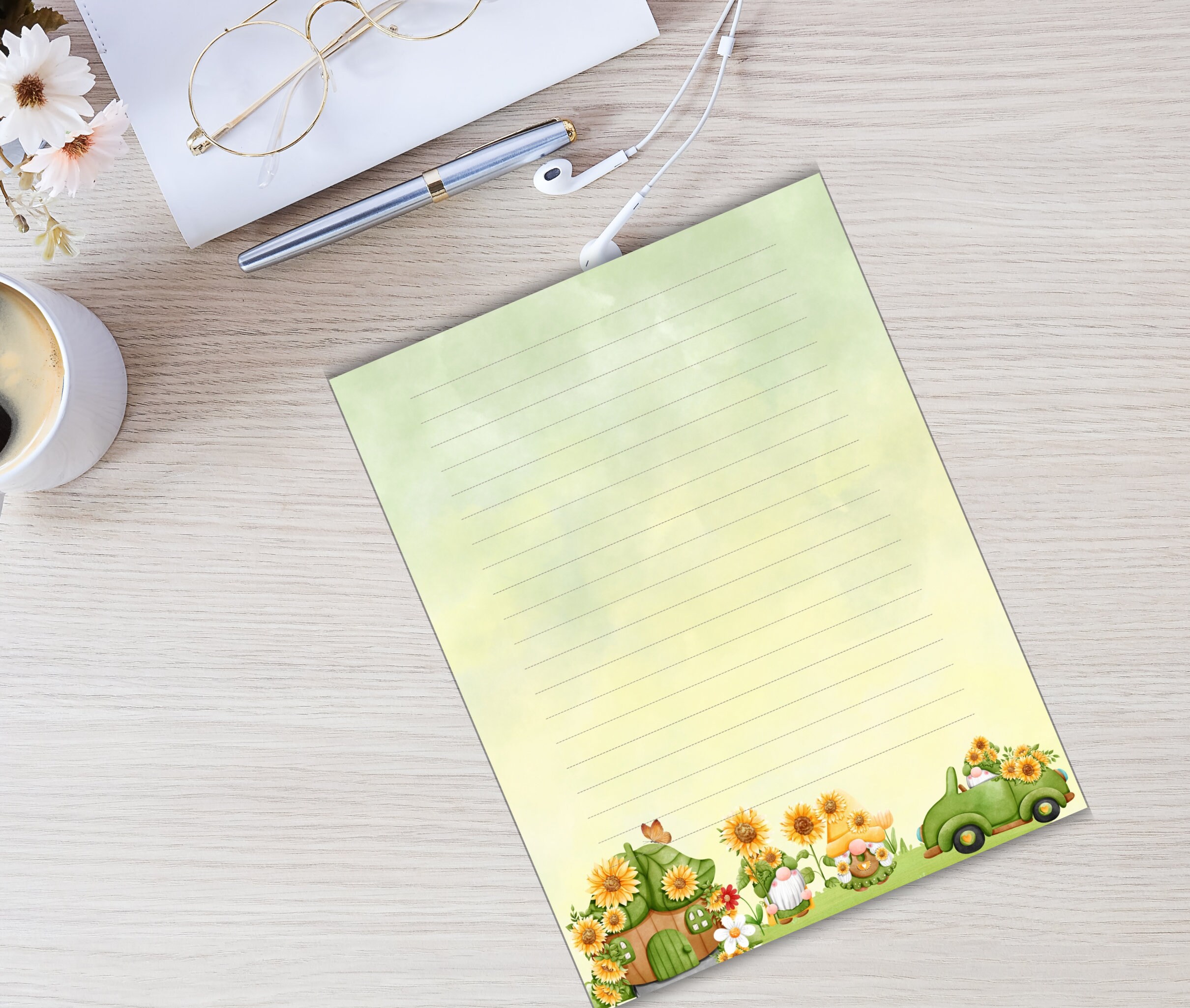 Cute Stationary-gnome Printable Stationery-gnome Stationary-watercolor ...