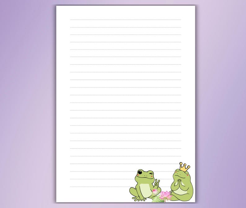 Cute Frogs Printable Stationery-frogs Writing Paper Unlined Lined A5/A4 ...
