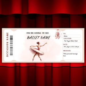 Personalized Ballet Surprise Ticket-ballet Ticket Editable Template ...