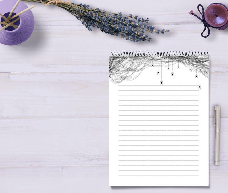 Spiderweb With Spider Printable Stationary-halloween Stationery-spider ...