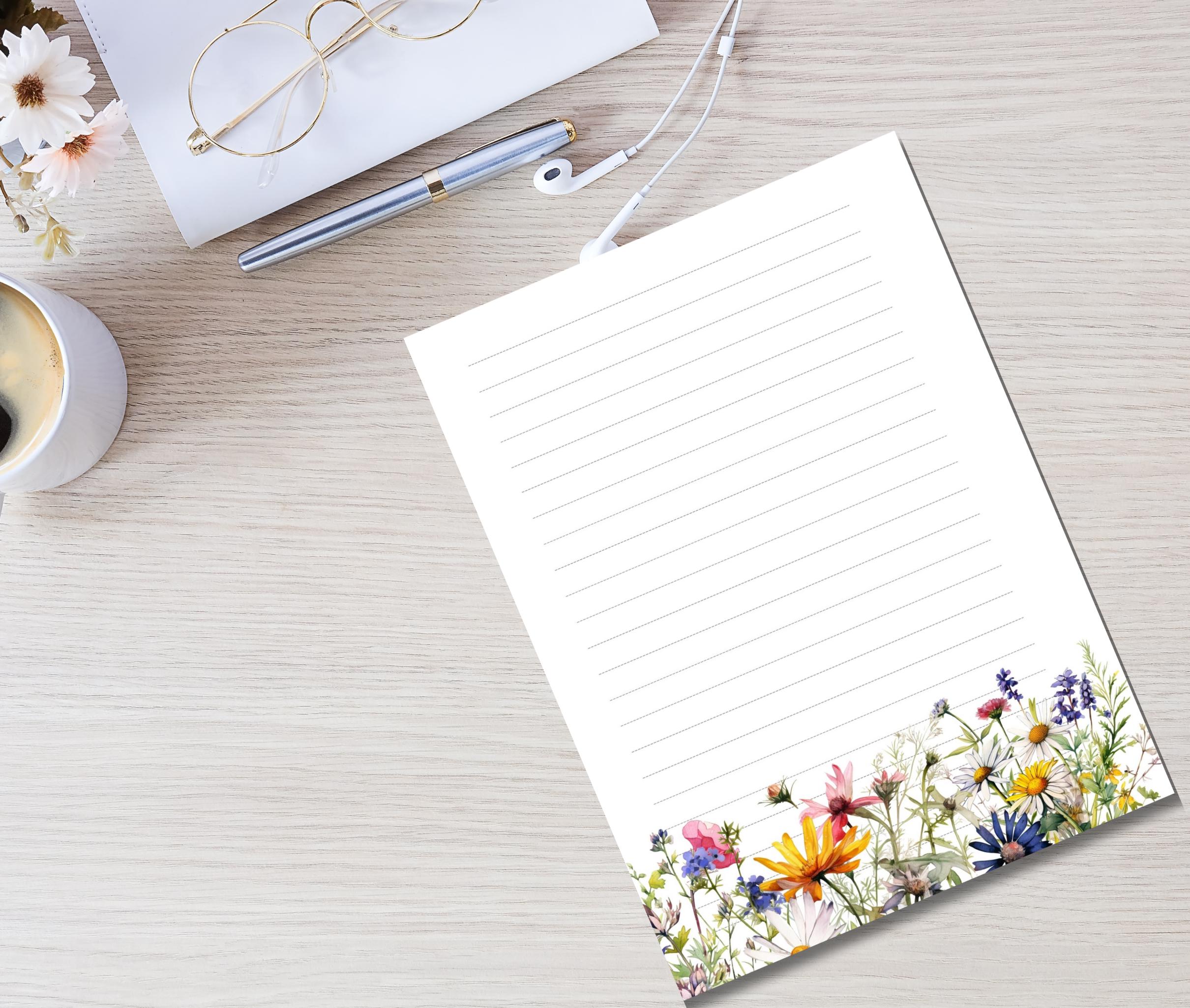 Wildflower Writing Set,flower Printable Stationery,floral Writing Paper ...