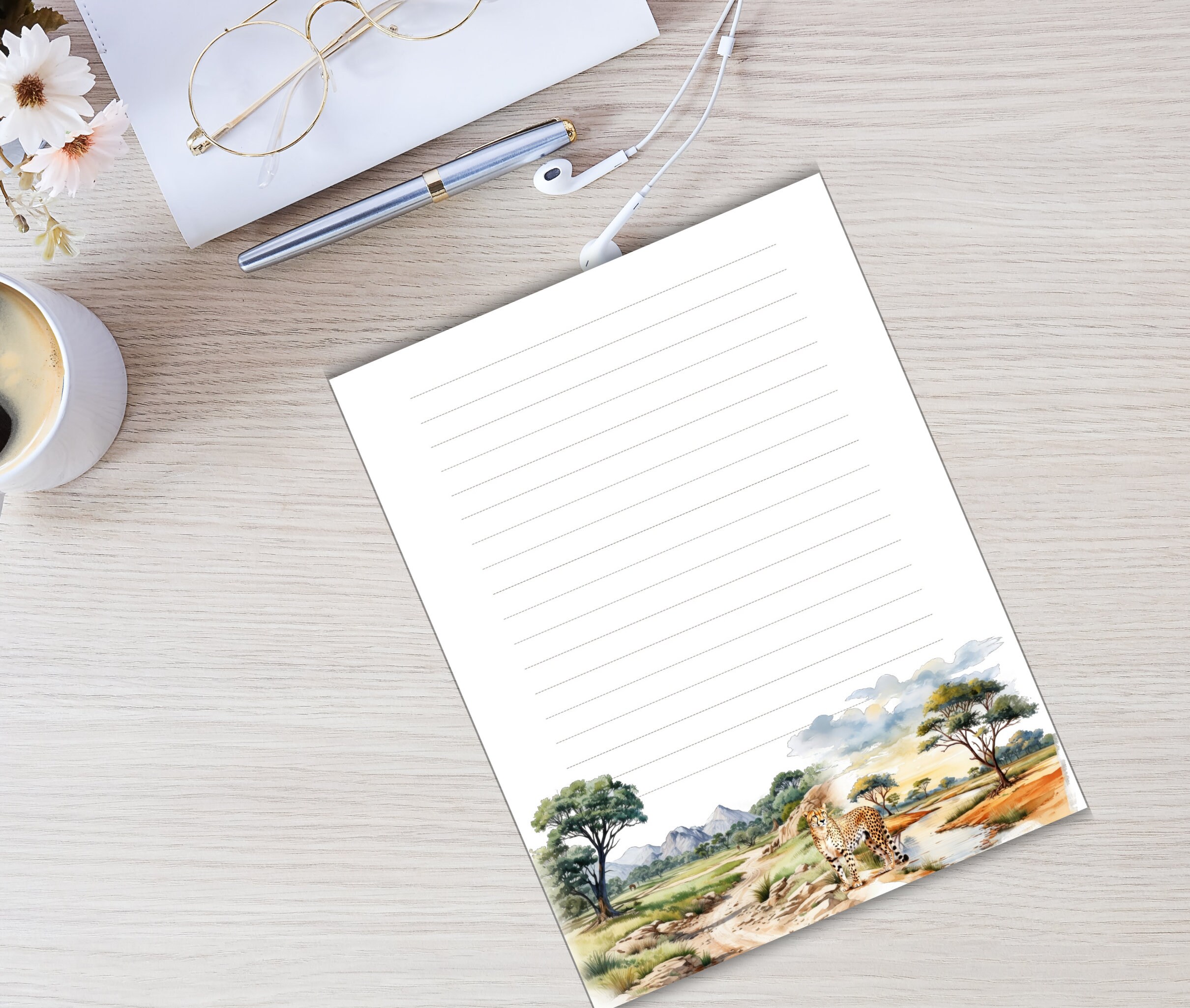 Watercolor Safari Animal Printable Stationery/festive/jungle Animal ...