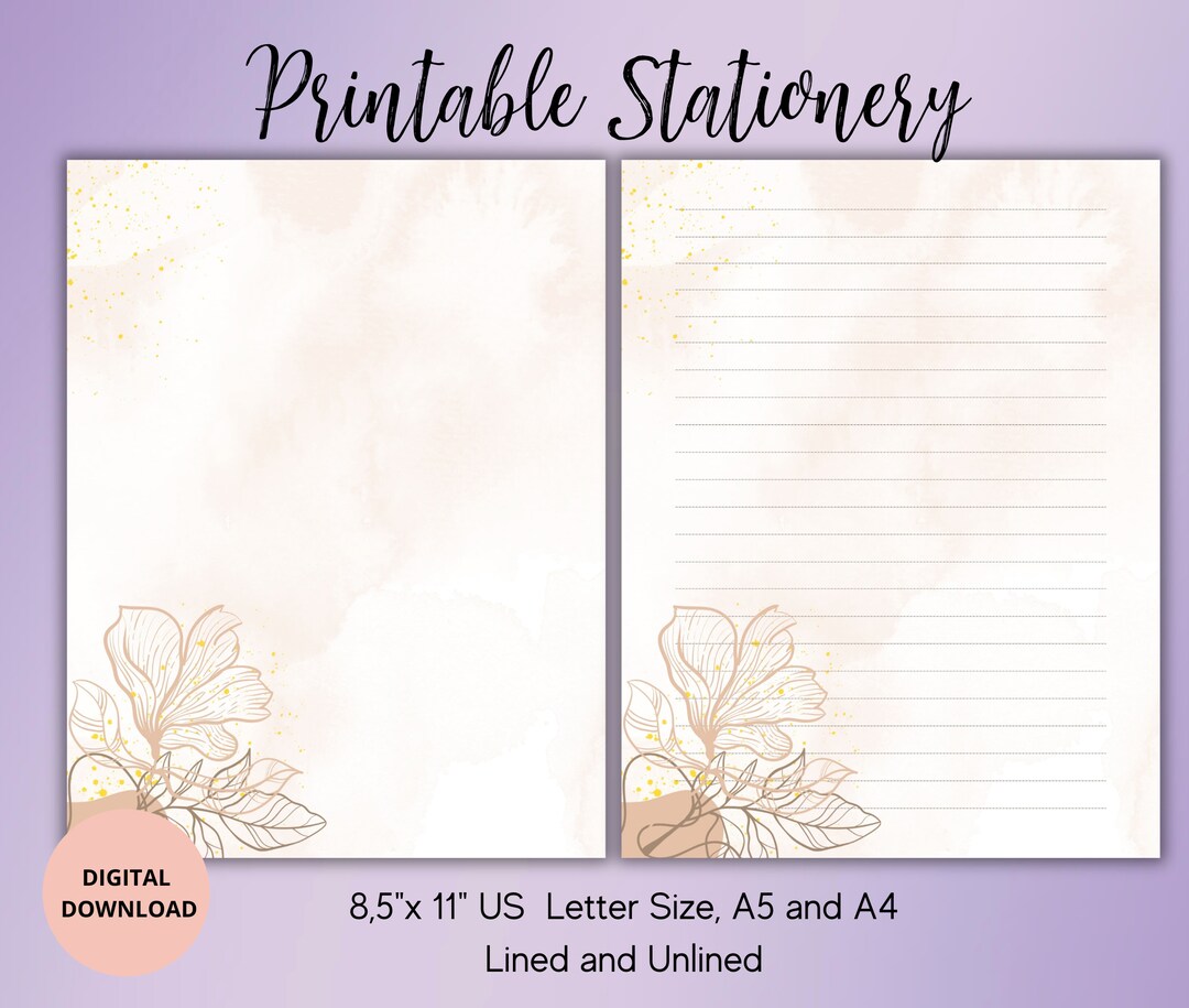 Boho Abstract Flower Printable Stationery-beige Floral Writing Paper ...