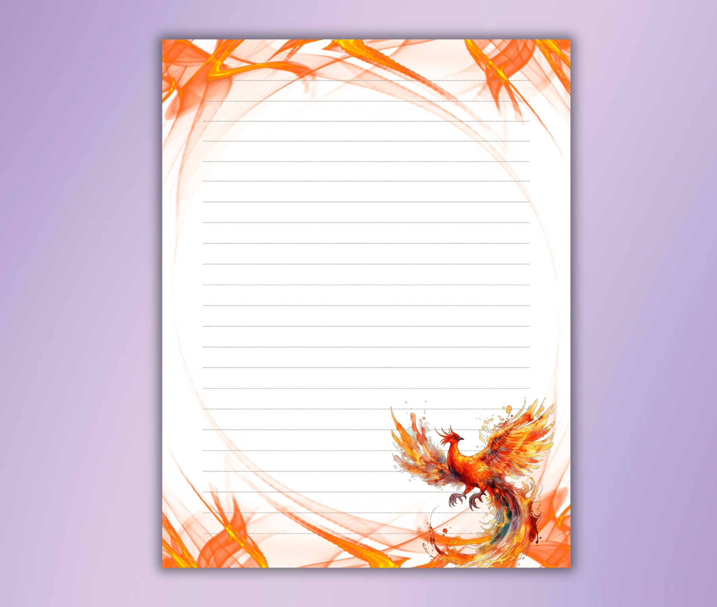Phoenix Printable Stationery-bird Printable Stationary Sets- Digital ...