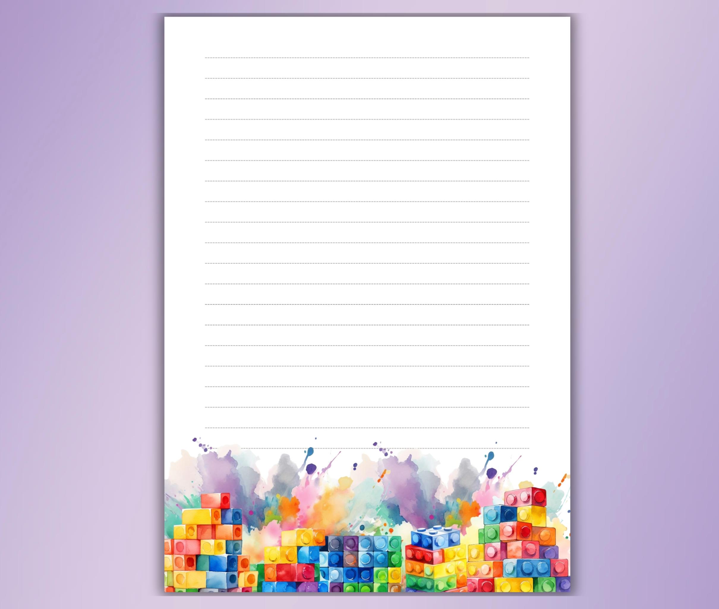 Colorful Blocks Printable Stationery-writing Paper Unlined Lined A5/A4 ...