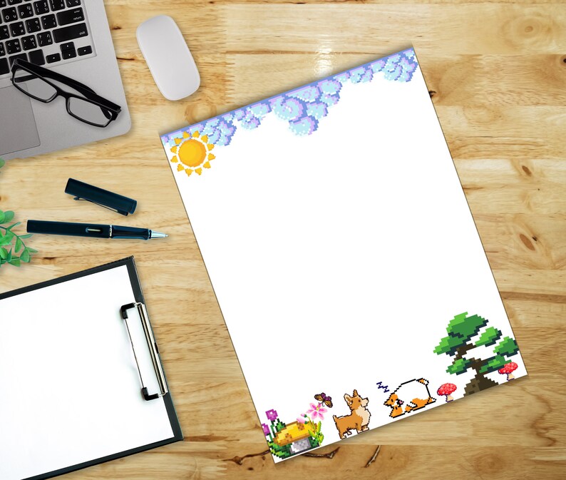Pixel Style Printable Stationery-cute Animal Stationery-stationary Set ...