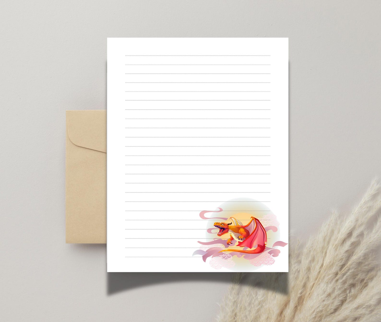 Dragon Printable Stationery-printable Stationary Sets- Digital Letter ...