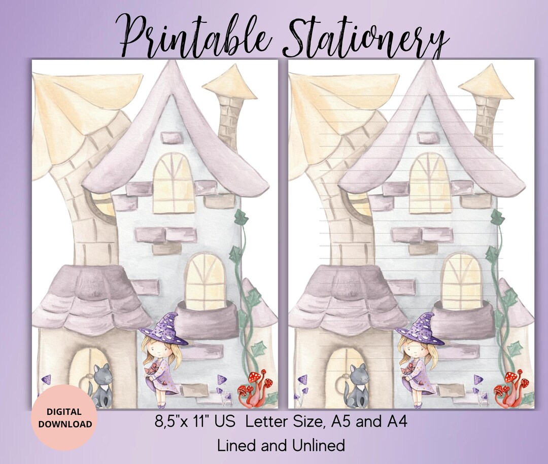 Cute Halloween Witch Printable Stationary-halloween Writing Paper Set ...