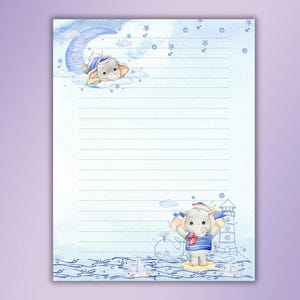 Elephant Printable Stationery-kids Stationary-animal Writing Paper Set ...