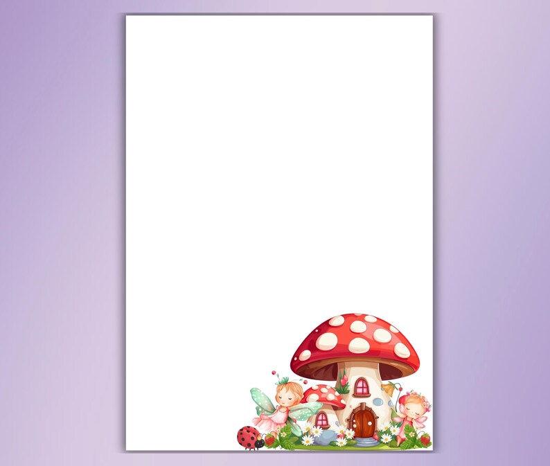 Fairies With Mushrooms Printable Stationery-fairytale Writing Paper Set ...