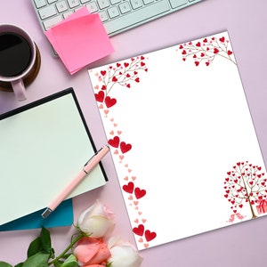 Heart Printable Stationery-love Note Digital Download-valentine's Day ...