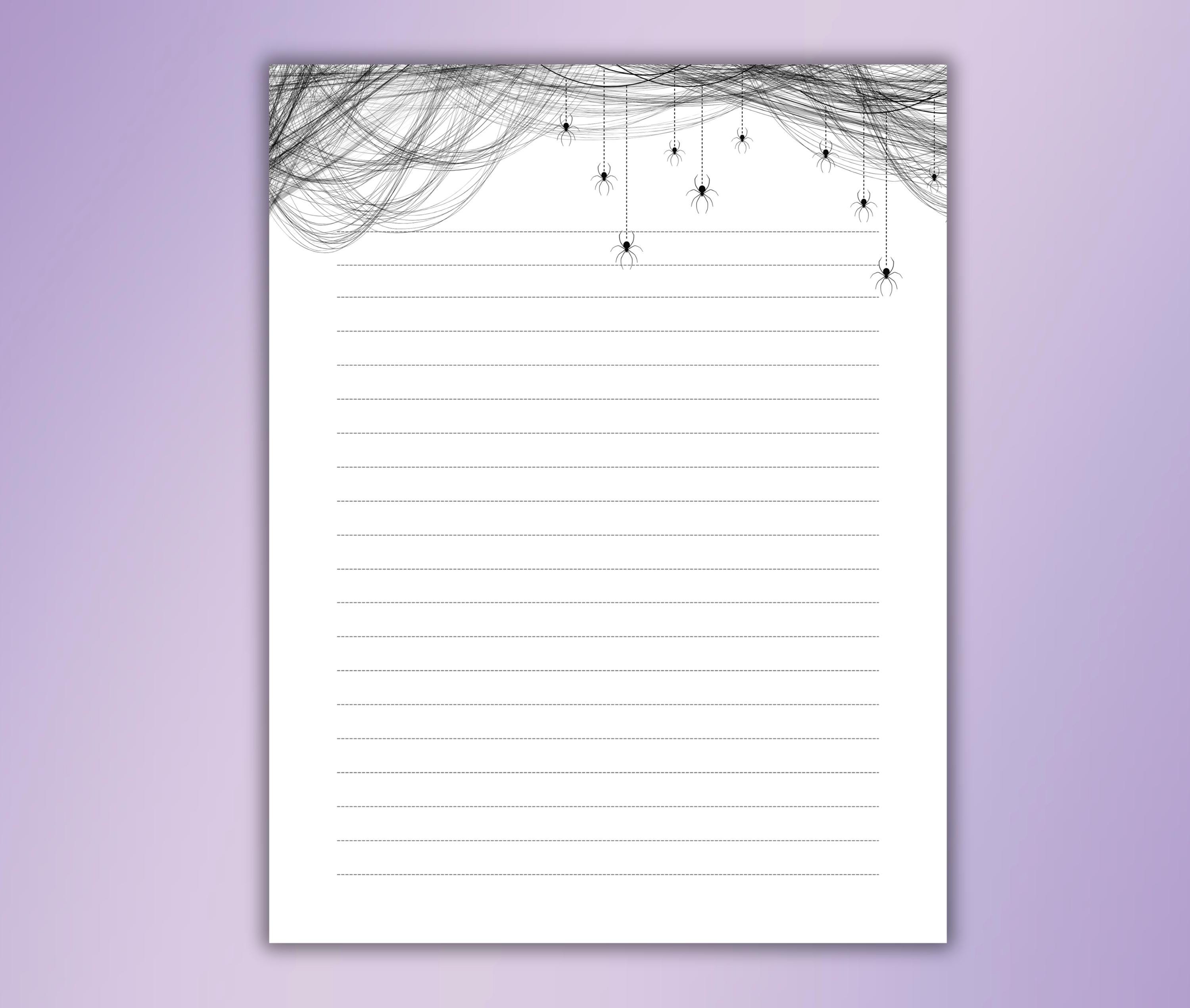 Spiderweb With Spider Printable Stationary-halloween Stationery-spider ...
