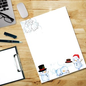 Snowman Printable Stationery,christmas Printable Stationery,holiday ...