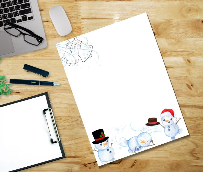Snowman Printable Stationery,christmas Printable Stationery,holiday ...