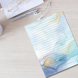 Blue Watercolor Printable Stationery-watercolor Writing Paper Set Lined ...