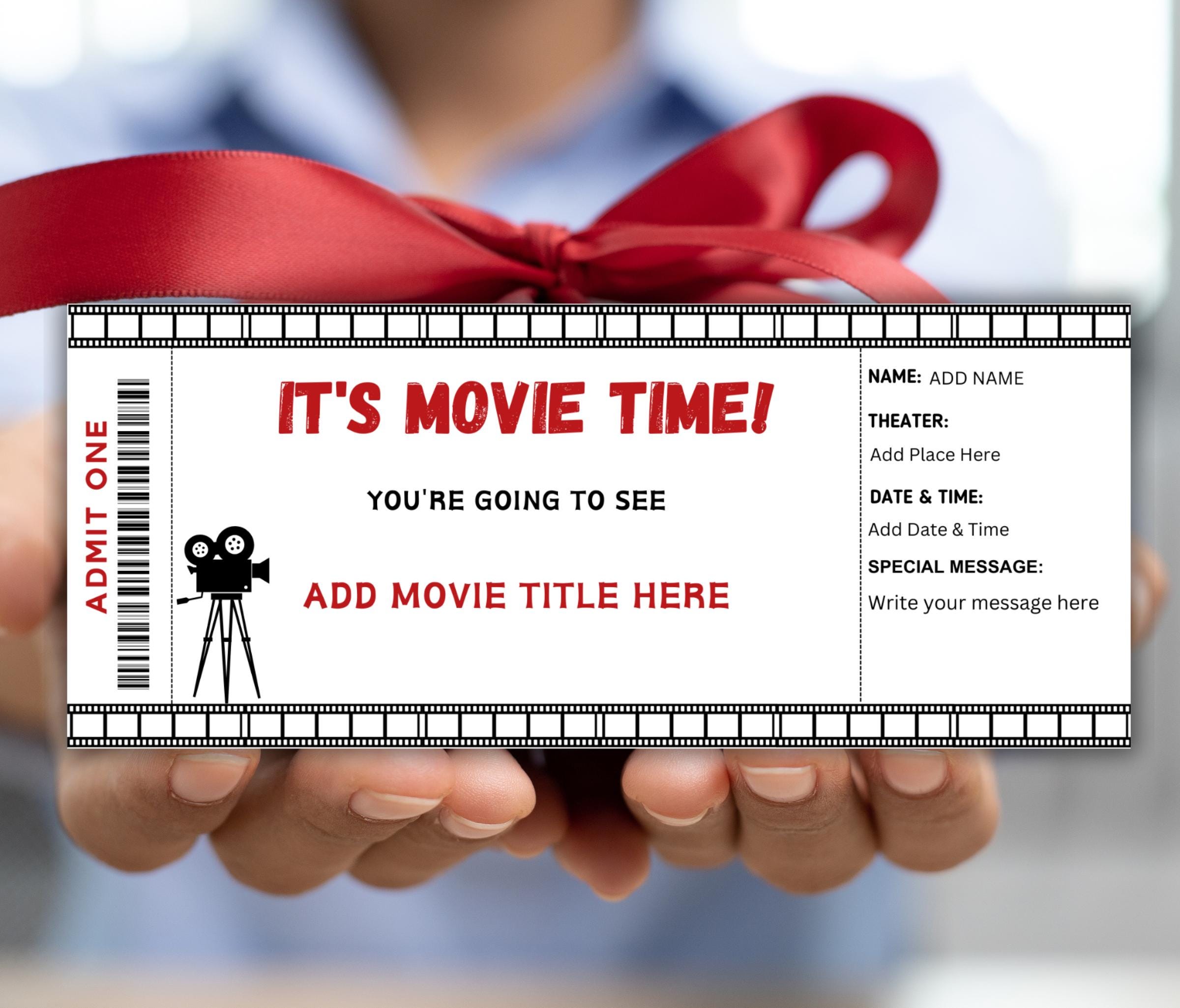 Movie Night Editable Ticket-editable Movie Voucher-custom Movie Ticket ...