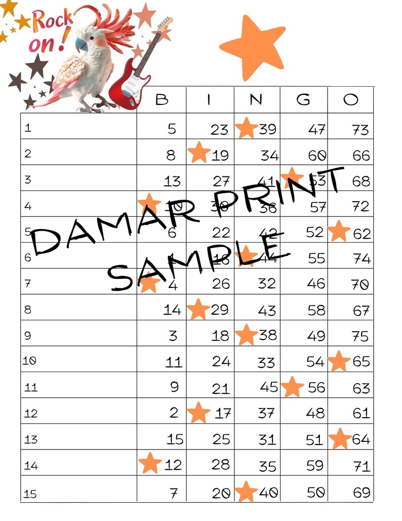 Rock on Printable Bingo Boards-instant Download -funny Bingo Boards ...