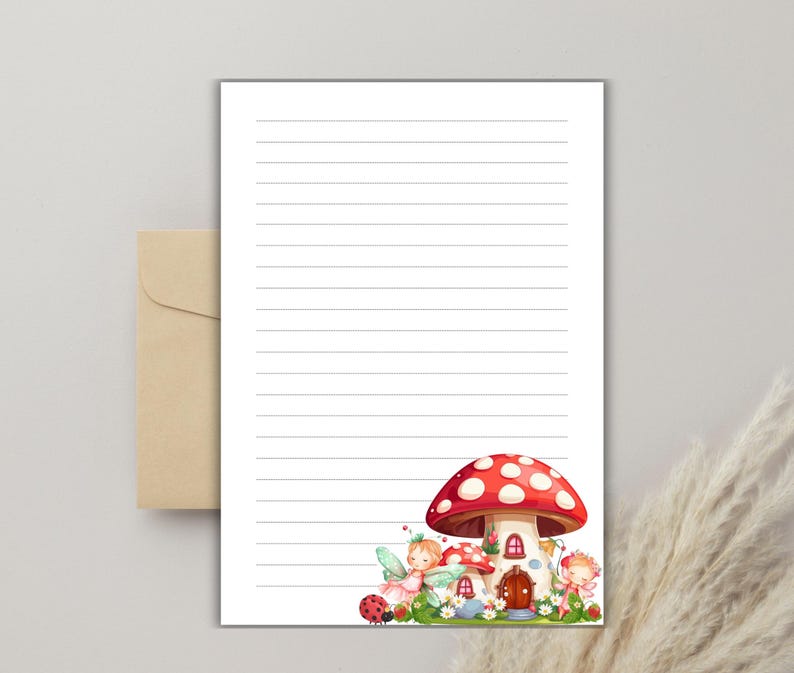 Fairies With Mushrooms Printable Stationery-fairytale Writing Paper Set ...