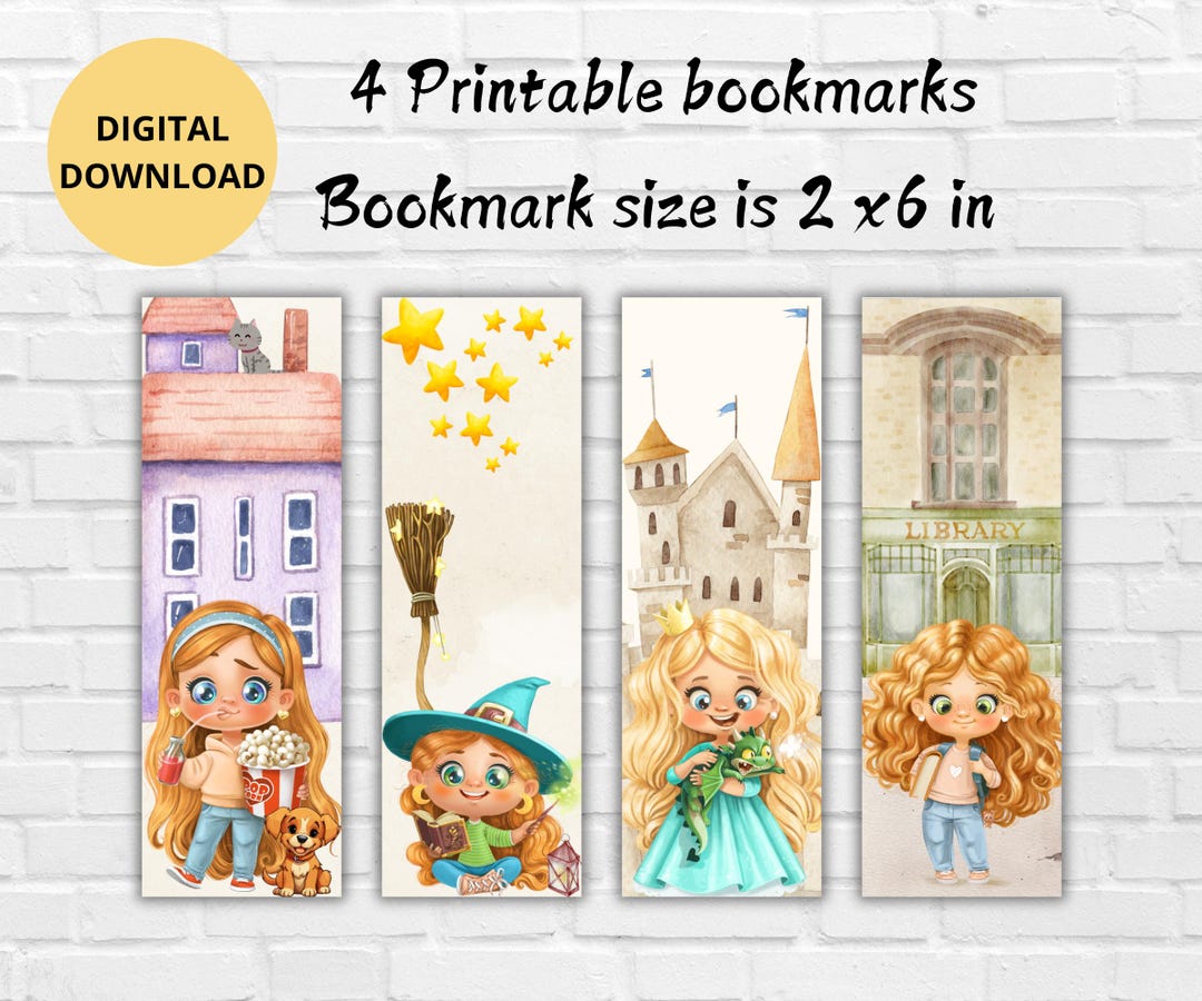 Girl Printable Bookmark Bundle- Bookmark for Girl-cute Bookmarks-book ...