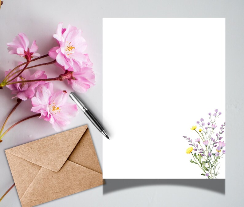 Wildflower Writing Set,flower Printable Stationery,writing Paper Letter ...