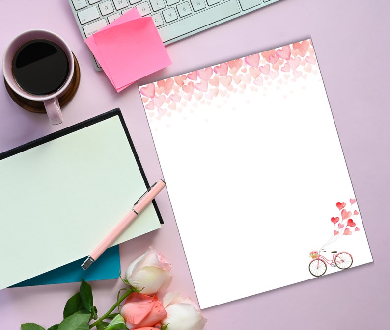 Heart Printable Stationery-love Note Digital Download-valentine's Day ...