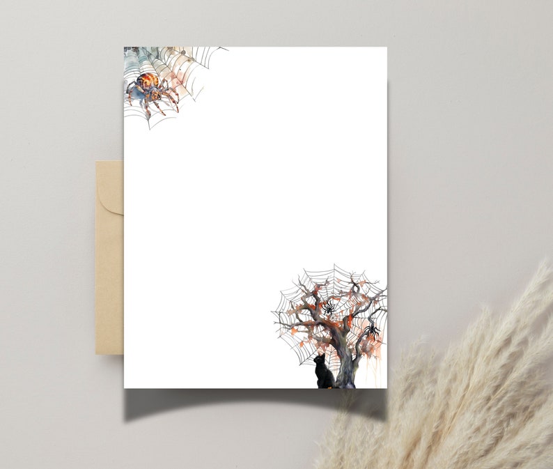 Tree in the Spider Web Printable Stationery-spider Writing Paper Set ...