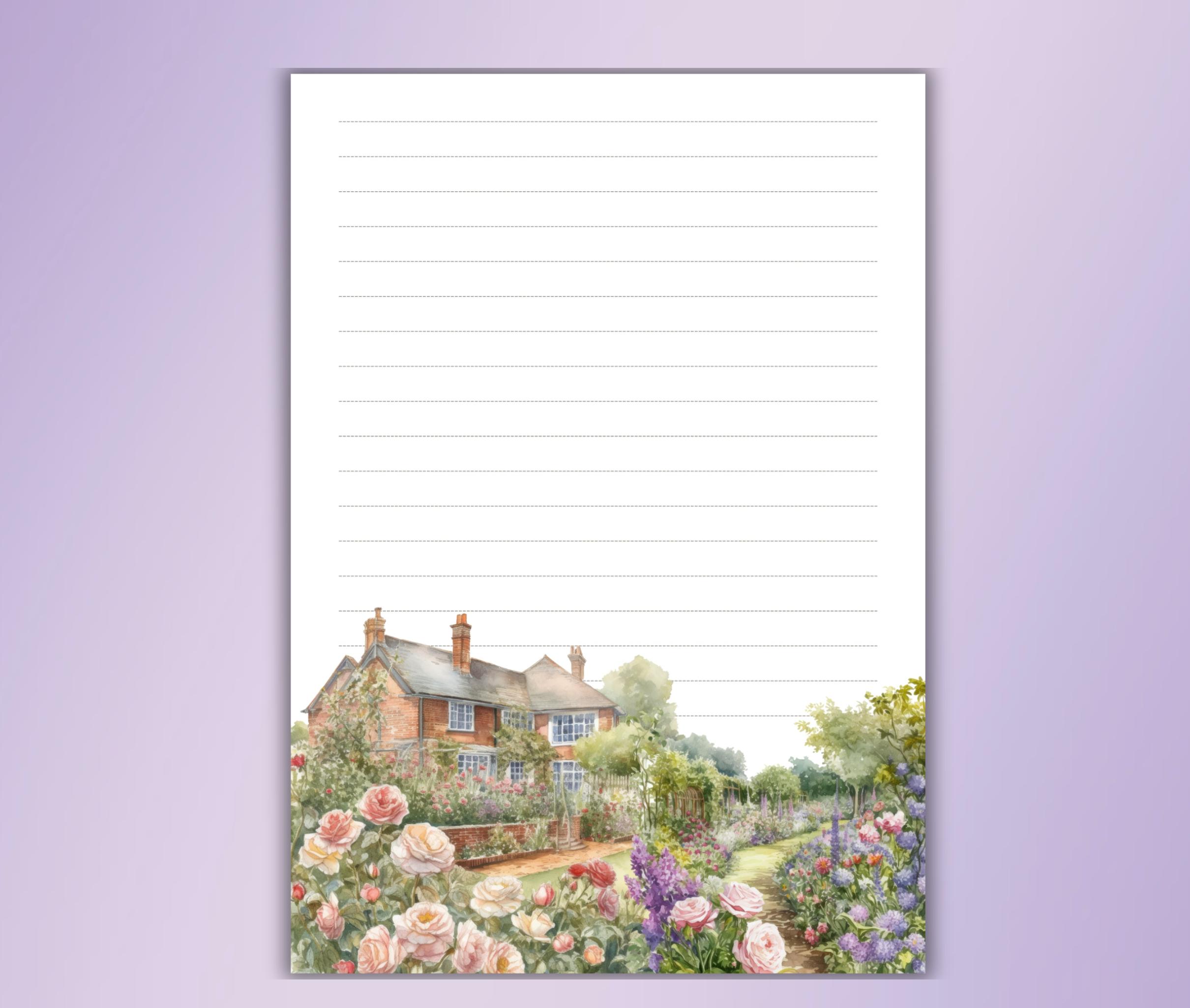 Country Cottage Printable Stationery-village Writing Paper Unlined ...