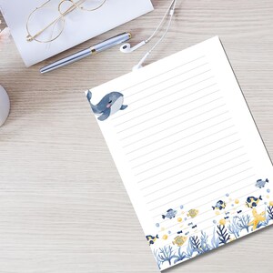 Sea Writing Set ,marine Printable Stationery,watercolor Writing Paper ...