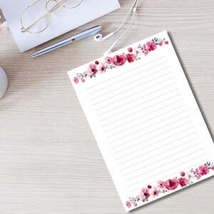 Flower Printable Stationery-watercolor Flower Stationary-digital ...