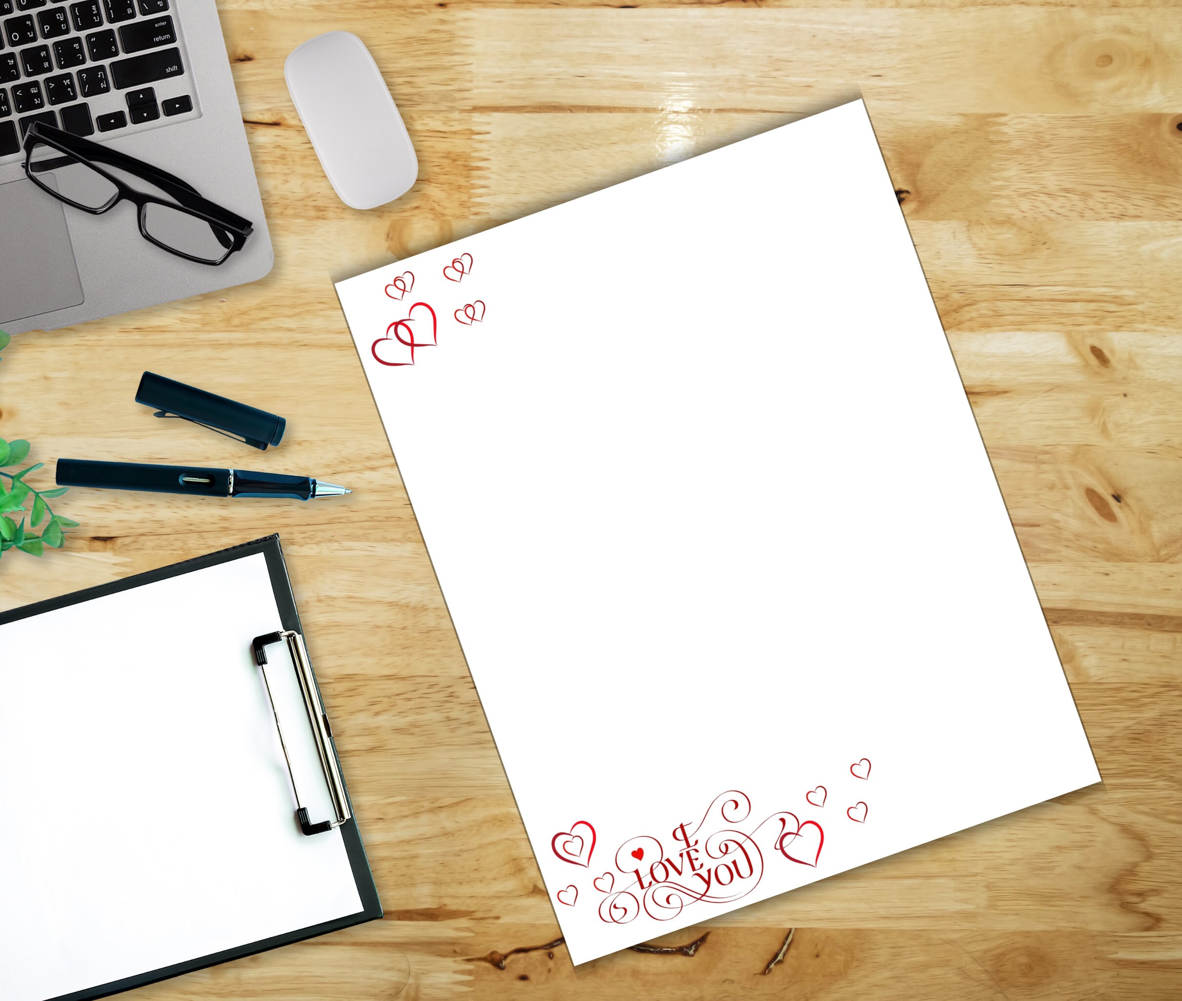 I LOVE YOU Printable Stationery-heart Stationary-valentine Heart ...