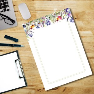 Wildflowers Printable Stationery Set-flower Writing Paper Lined,unlined ...