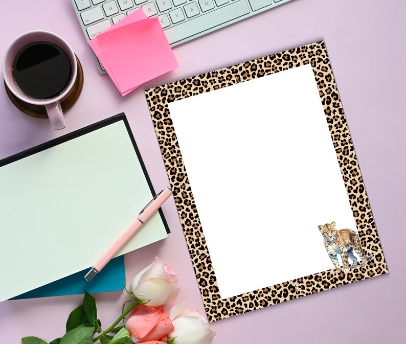 Leopard Printable Stationery Set-animal Print Writing Paper Set Unlined ...