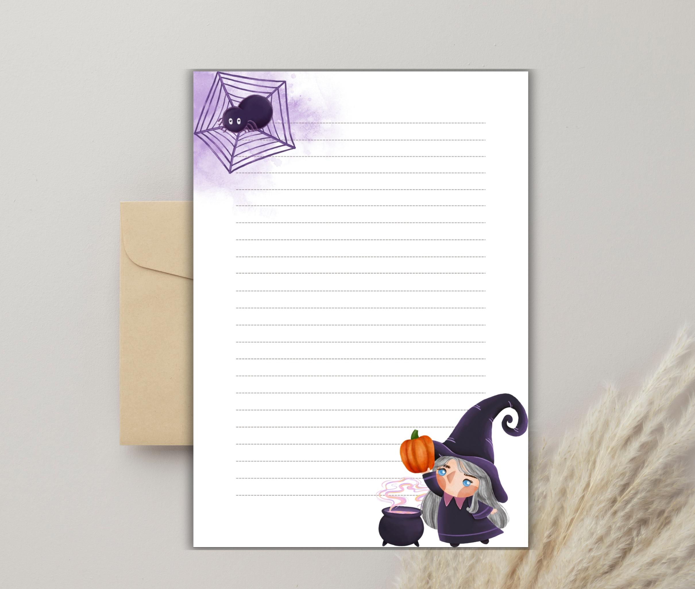 Cute Witch Writing Paper,halloween Pen Pal Supplies,printable ...