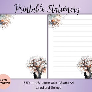 Tree in the Spider Web Printable Stationery-spider Writing Paper Set ...