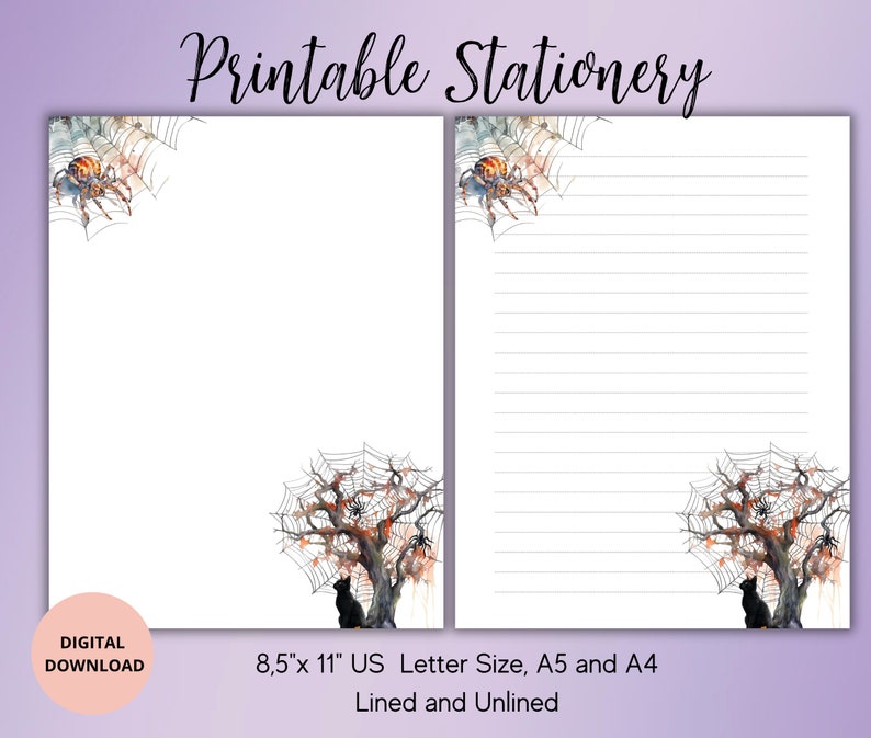 Tree in the Spider Web Printable Stationery-spider Writing Paper Set ...