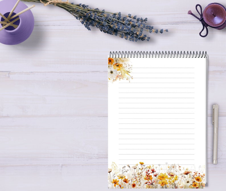 Flower Printable Stationery Watercolor Floral Stationary Digital ...